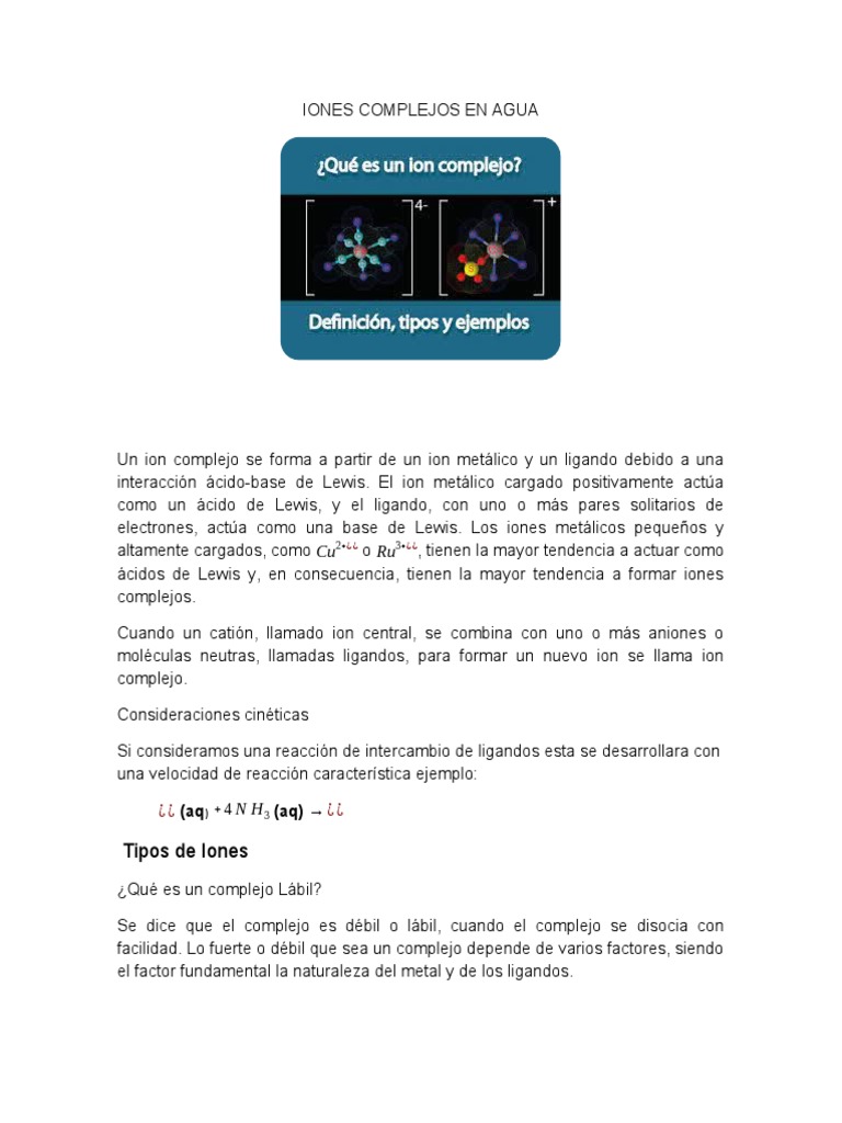Iones Complejos en Agua: Definición y Ejemplos | PDF | Ligando | Ion