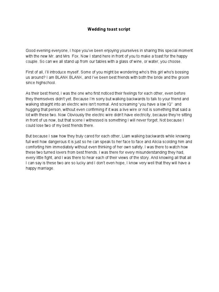 Wedding Toast Script | PDF