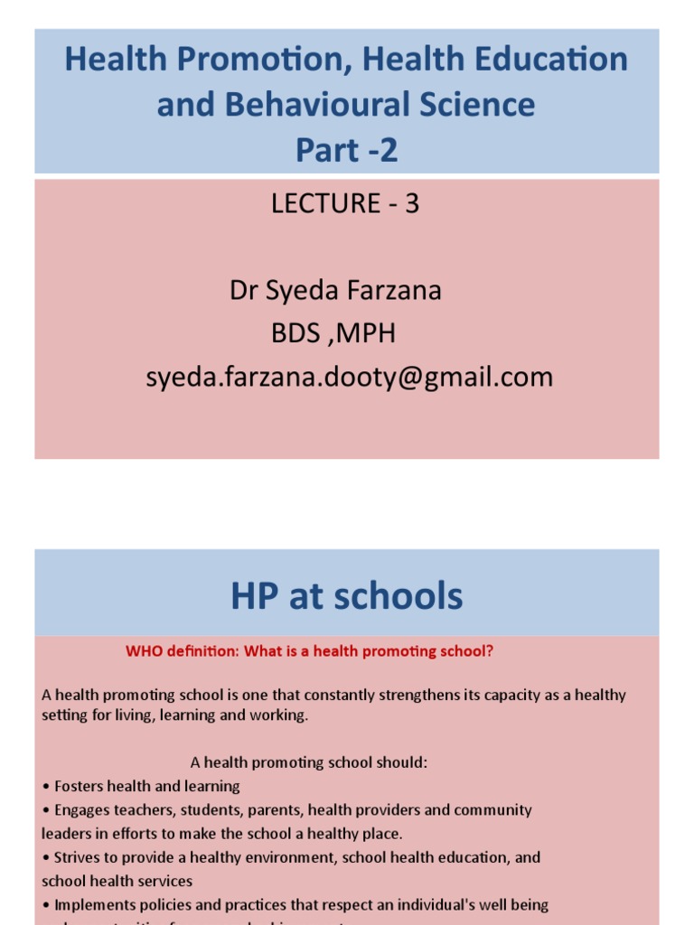 Lecture 3 | PDF | Health Promotion | Health Education