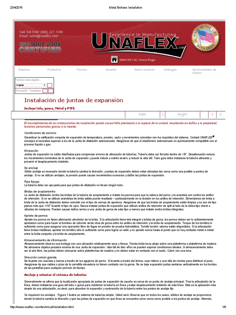 Metal Bellows Installation | PDF