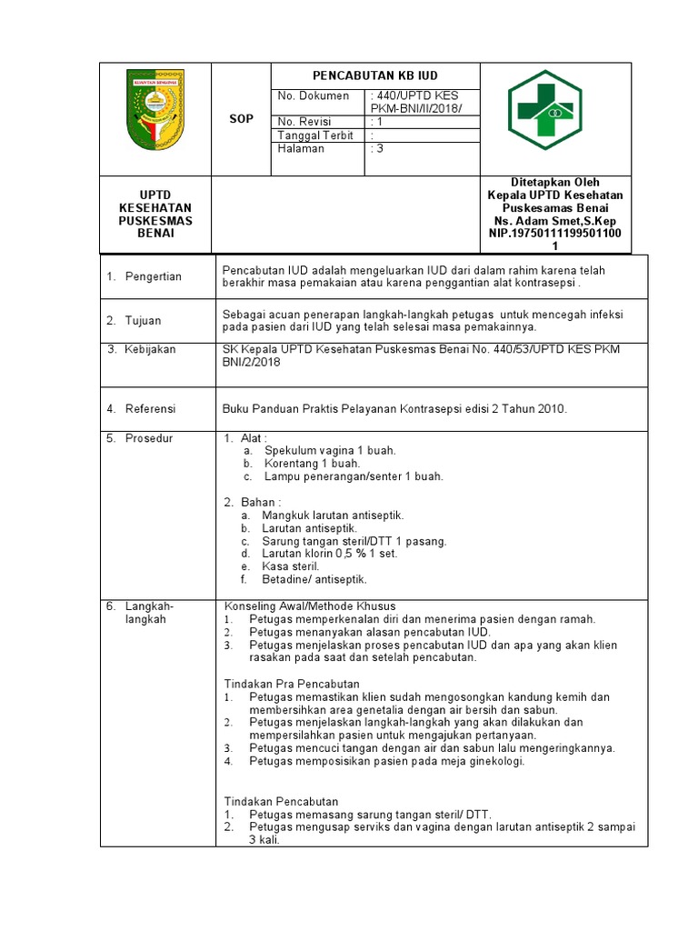 5. SOP PENCABUTAN KB IUD | PDF