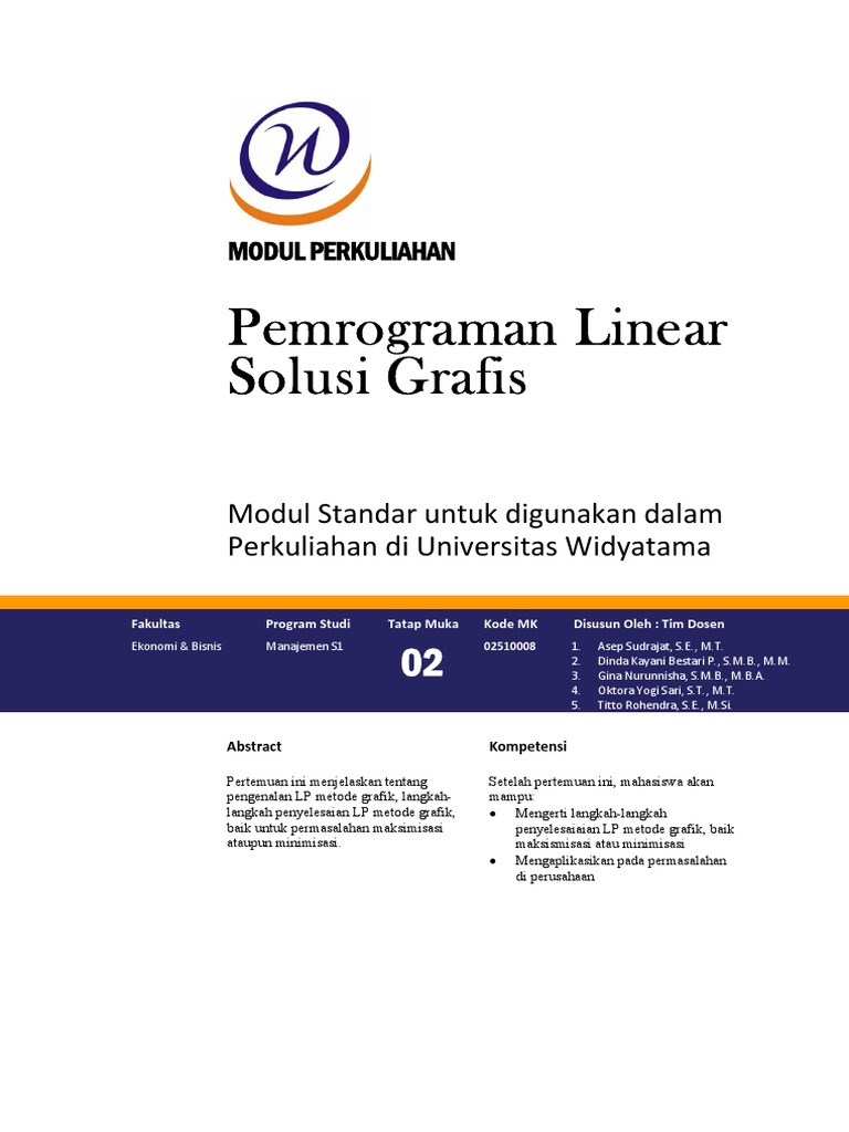 Modul Minggu 02 - Linear Programming Solusi Grafis | PDF