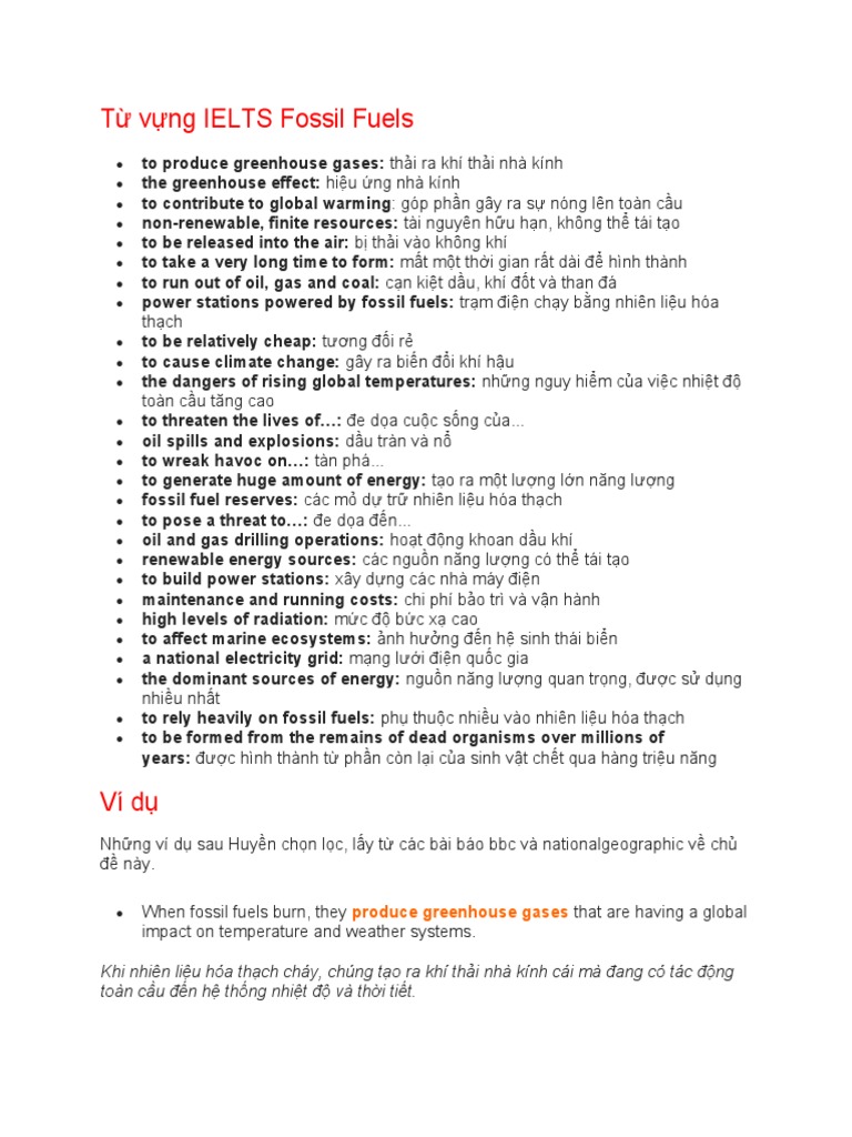 T V NG IELTS Fossil Fuels | PDF