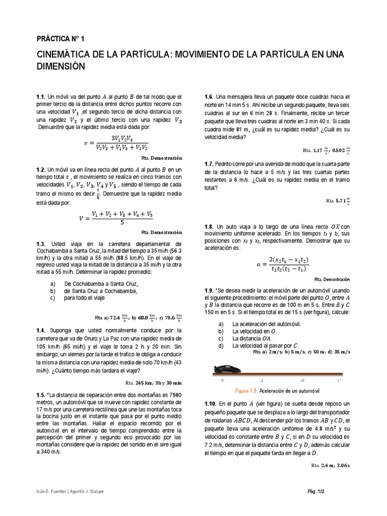 Practica1 (Cinematica - Part1-Mov1d) | PDF | Velocidad | Velocidad