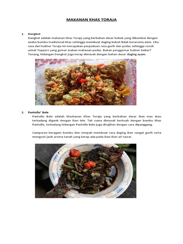 Makanan Khas Suku Toraja | PDF