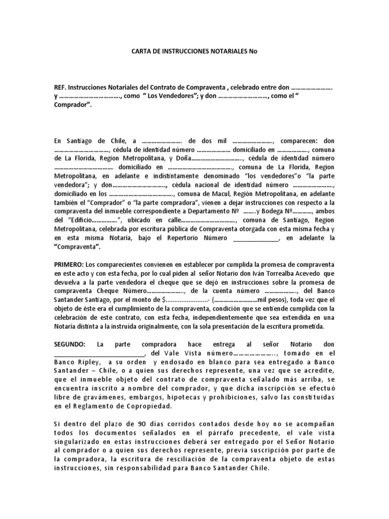 Modelo INSTRUCCIONES NOTARIALES | PDF | Ley común | Justicia