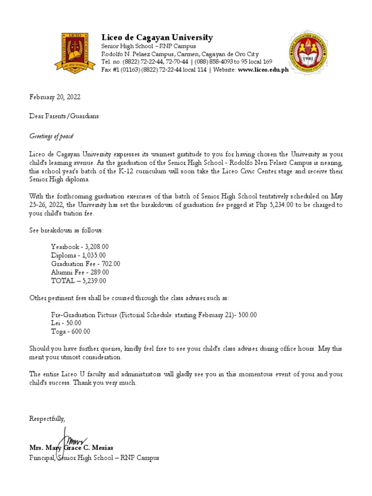 Sample Graduation Letter From Parents