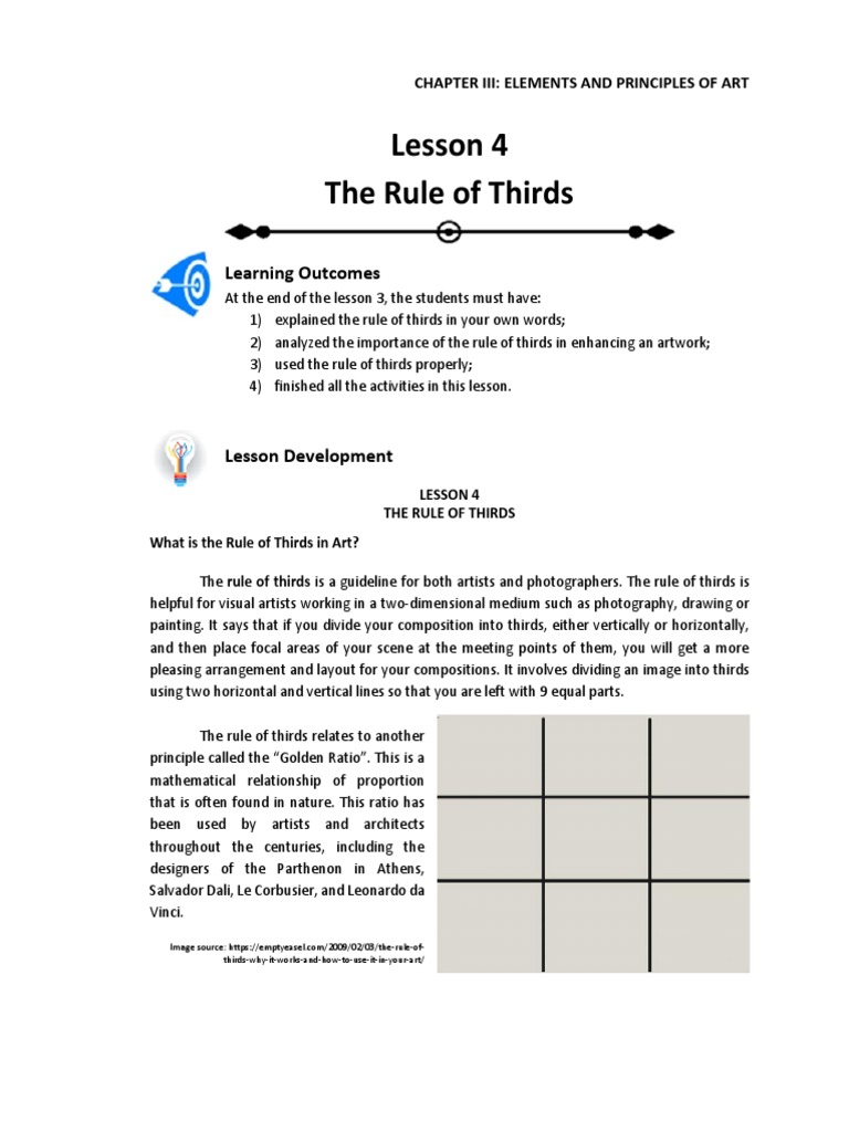 Lesson 3 The Rule of Thirds | PDF | Composition (Visual Arts) | Imaging