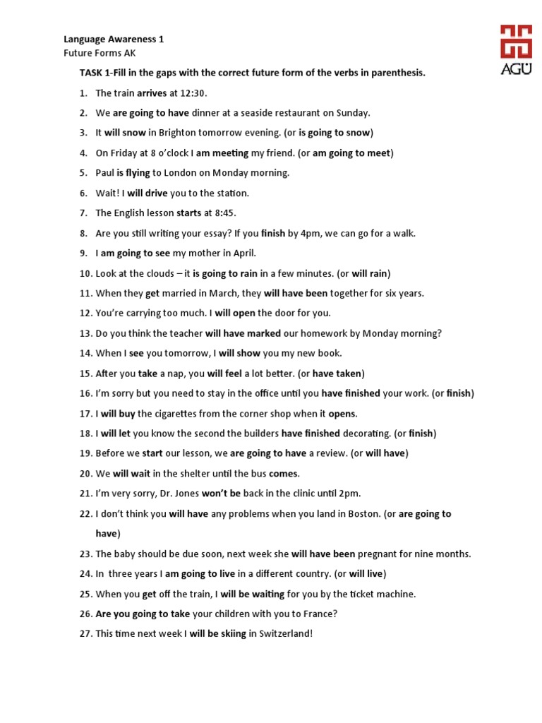 Future Forms AK | PDF | Linguistics | Grammar