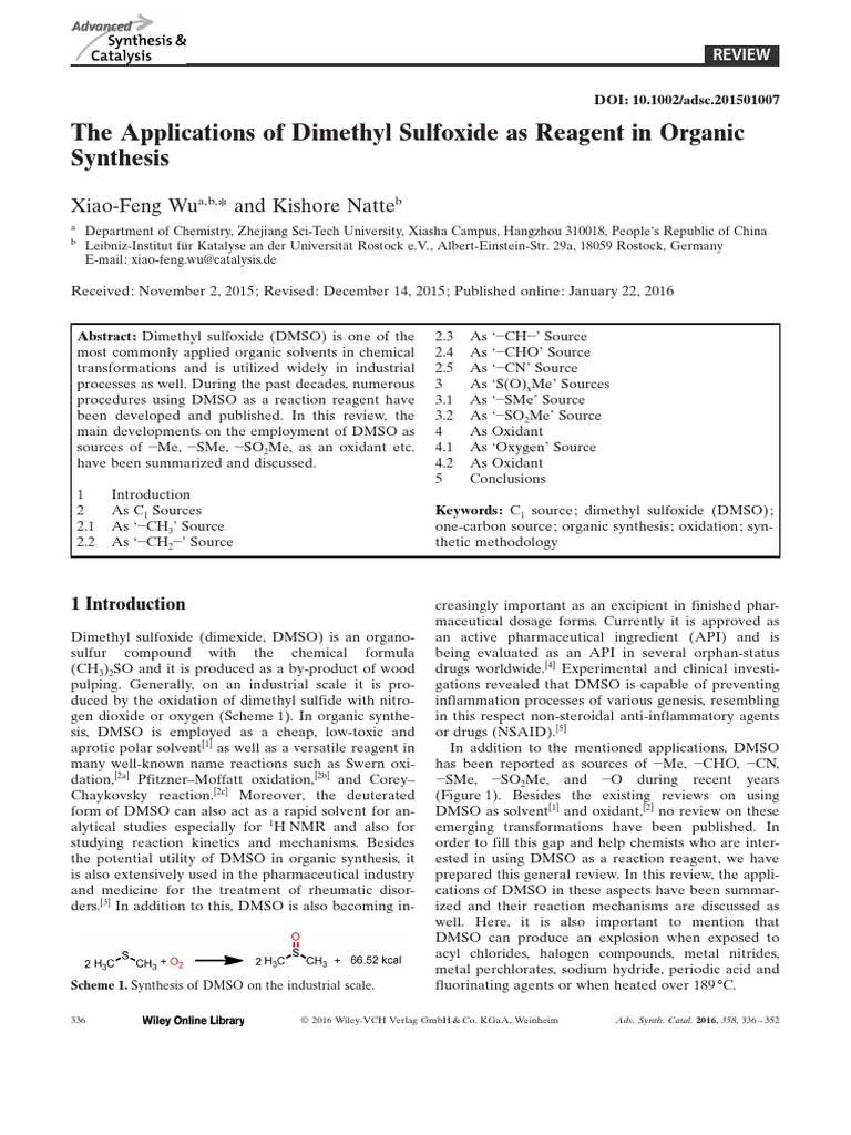 Adsc 201501007 | PDF | Dimethyl Sulfoxide | Chemical Reactions