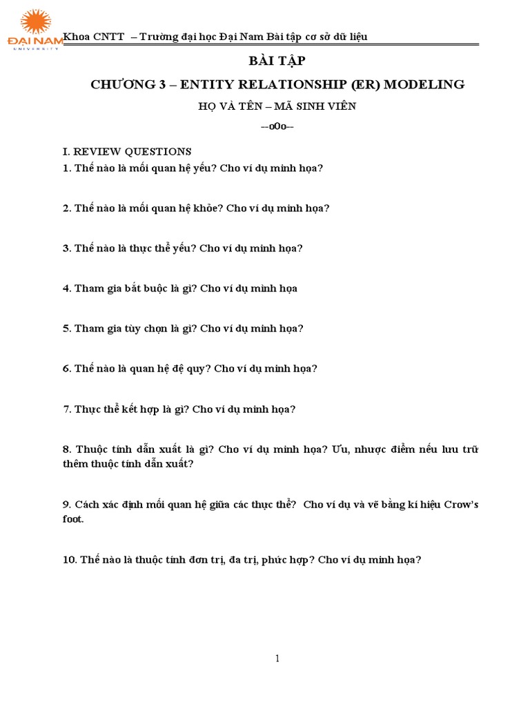 Exercise3 Entity Relation Model | PDF