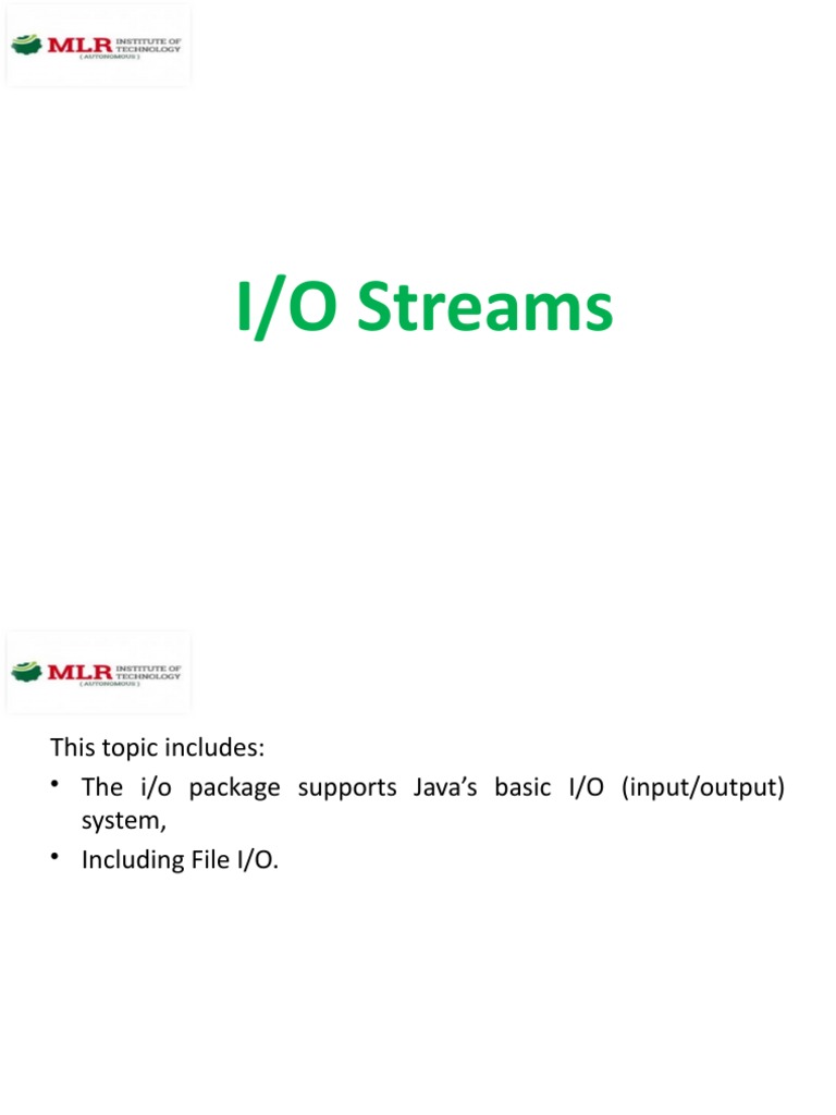 Java I/O Streams Explained | PDF | Input/Output | Class (Computer Programming)