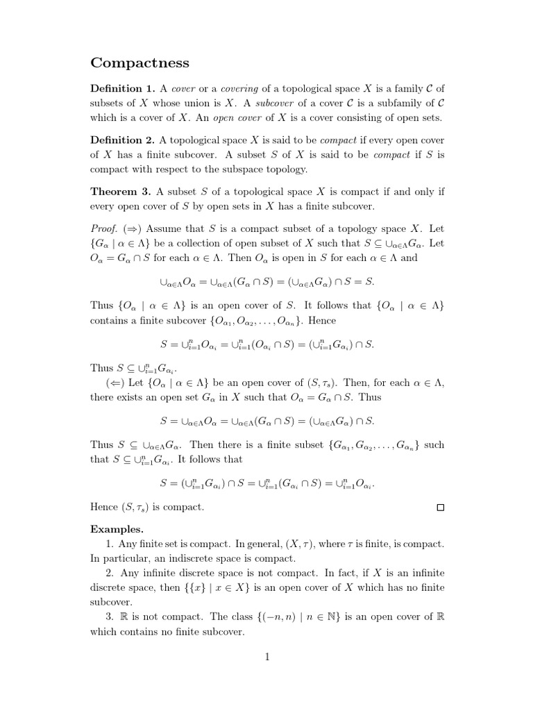 Compact 1 Pdf Compact Space Mathematical Objects