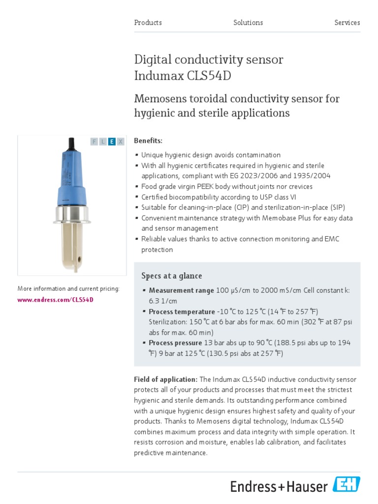 Endress-Hauser Indumax CLS54D EN | PDF | Physical Sciences