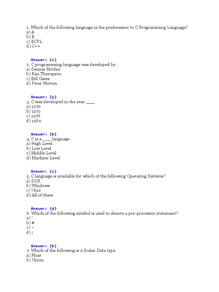 C Mcq Download Free Pdf Pointer Computer Programming C Programming Language 