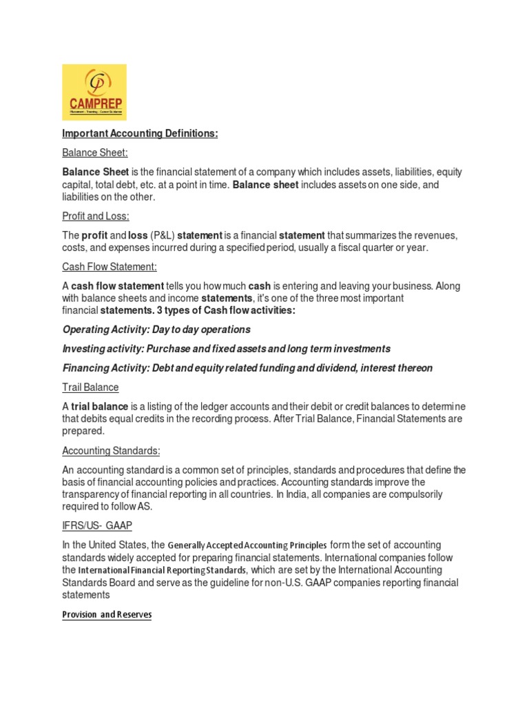 Accounting - Definitions | PDF | Debits And Credits | Balance Sheet Accounting - Definitions | PDF | Debits And Credits | Balance Sheet