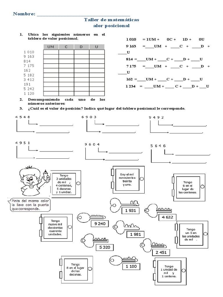 Valor Posicional en Números | PDF | Métodos y materiales de enseñanza