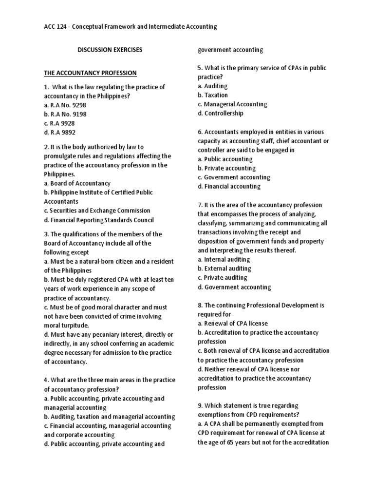 Conceptual Framework Discussion Exercises For Print Pdf Income
