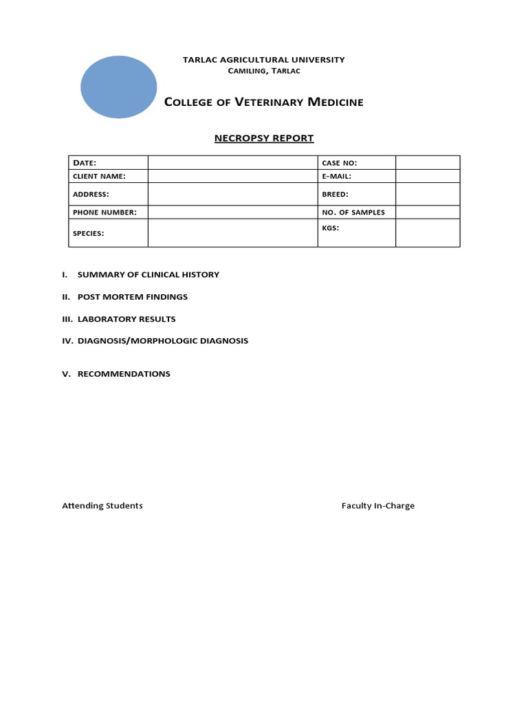 Necropsy Form (Summary) | PDF