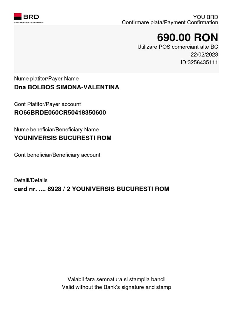 Confirmare Tranzactie | PDF