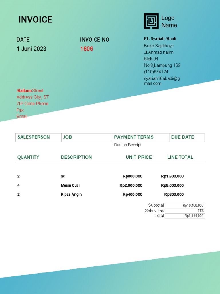 Invoice: Date 1 Juni 2023 Invoice No | PDF