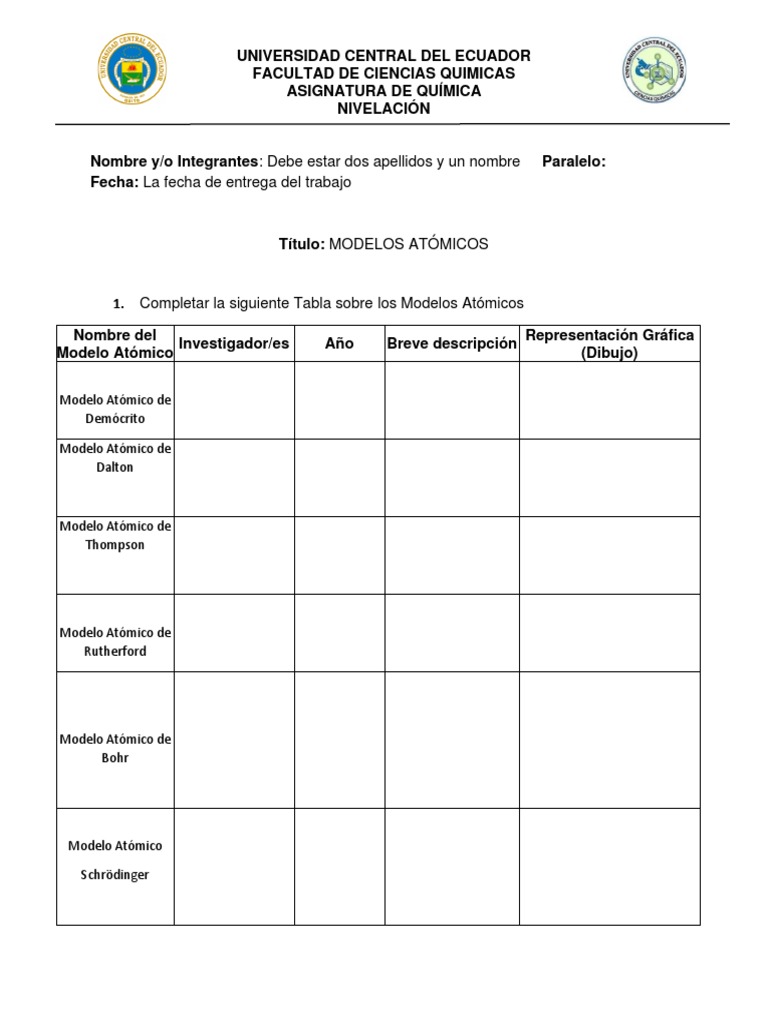 Taller 1 Modelos Atómicos | PDF