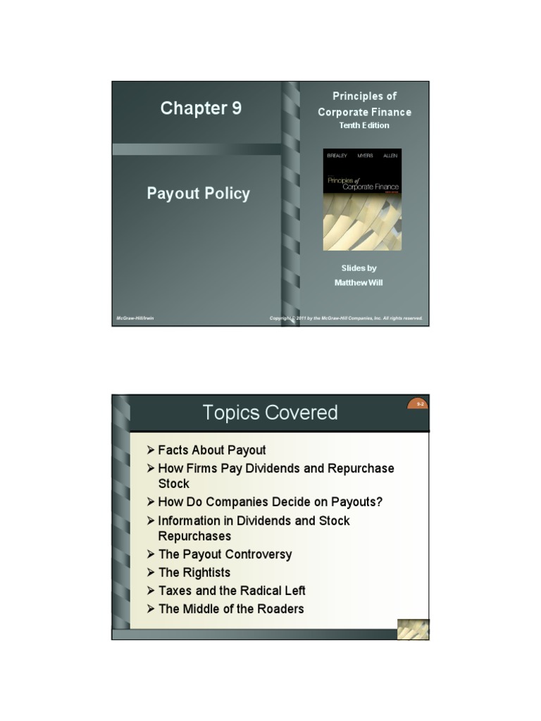 Chapter 9 - Payout Policy (Compatibility Mode) | PDF | Dividend | Share Repurchase