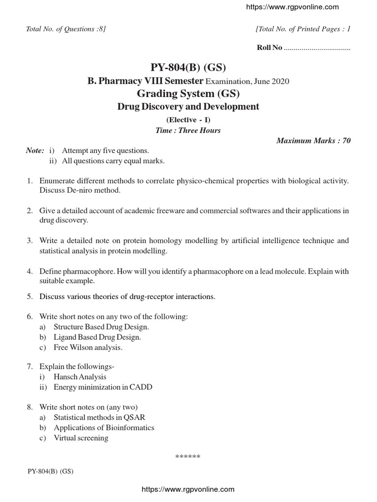 Py 804 B Drug Discovery and Development Jun 2020 | PDF