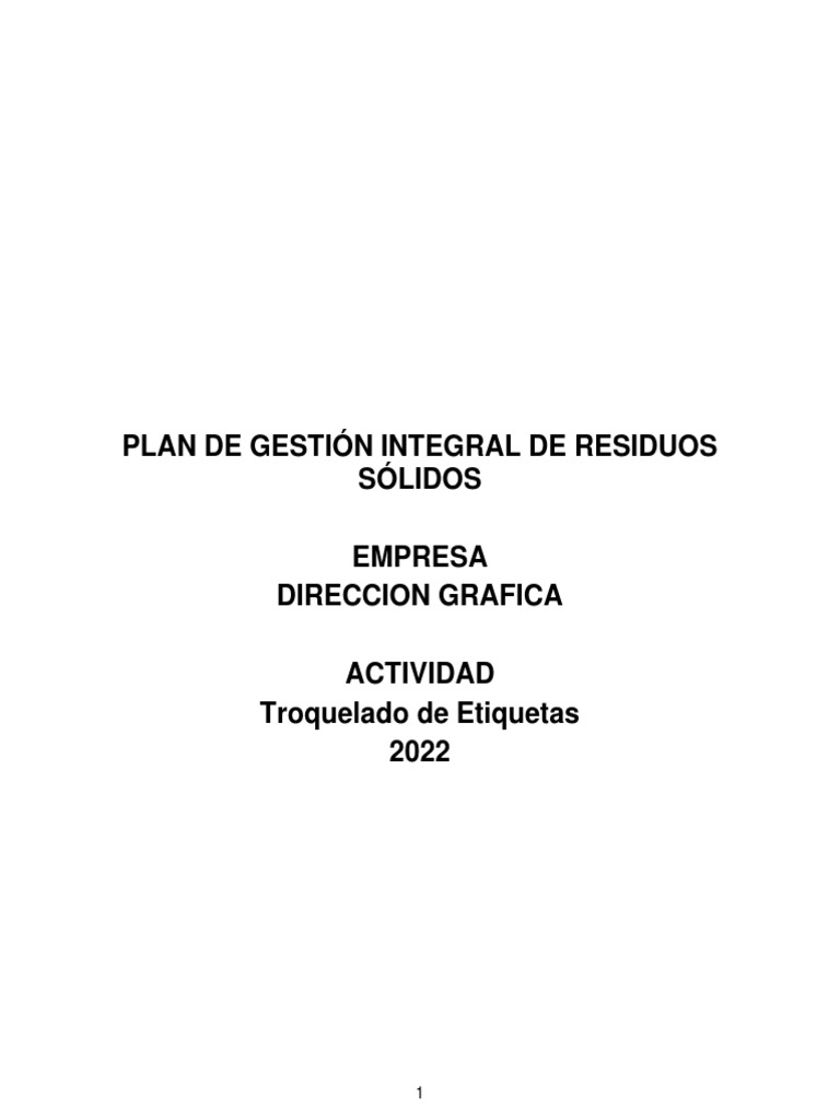 Pgirs Empresa Troquelado | PDF | Residuos | Gestión de residuos