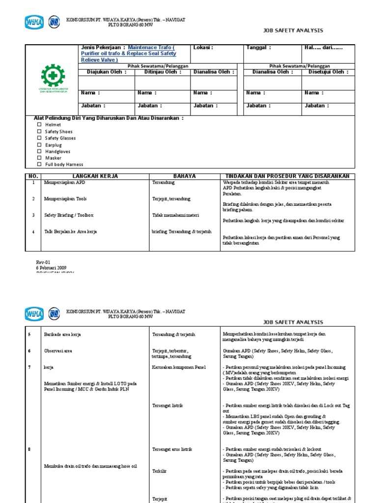 JSA Maintenance Trafo | PDF