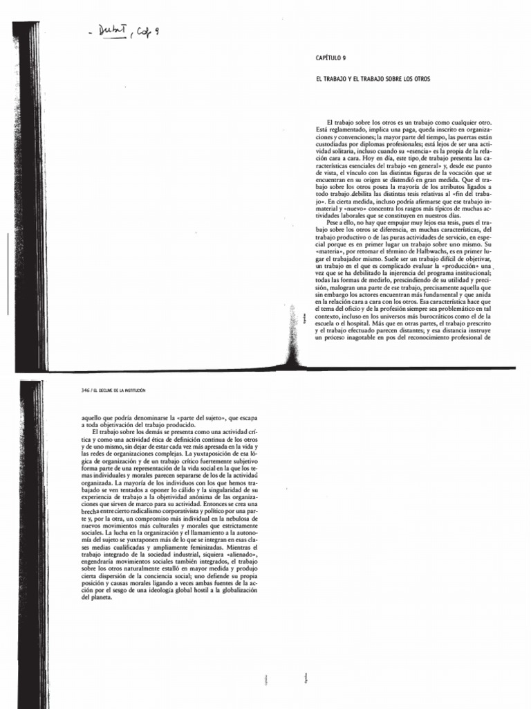 Dubet - El Trabajo Sobre Los Otros Fragmentos Cap 9 | PDF