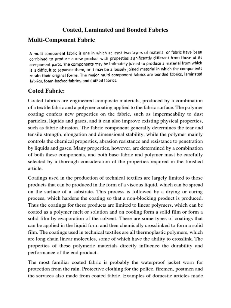Coated, Laminated and Bonded Fabrics: A Guide to Properties, Processes ...
