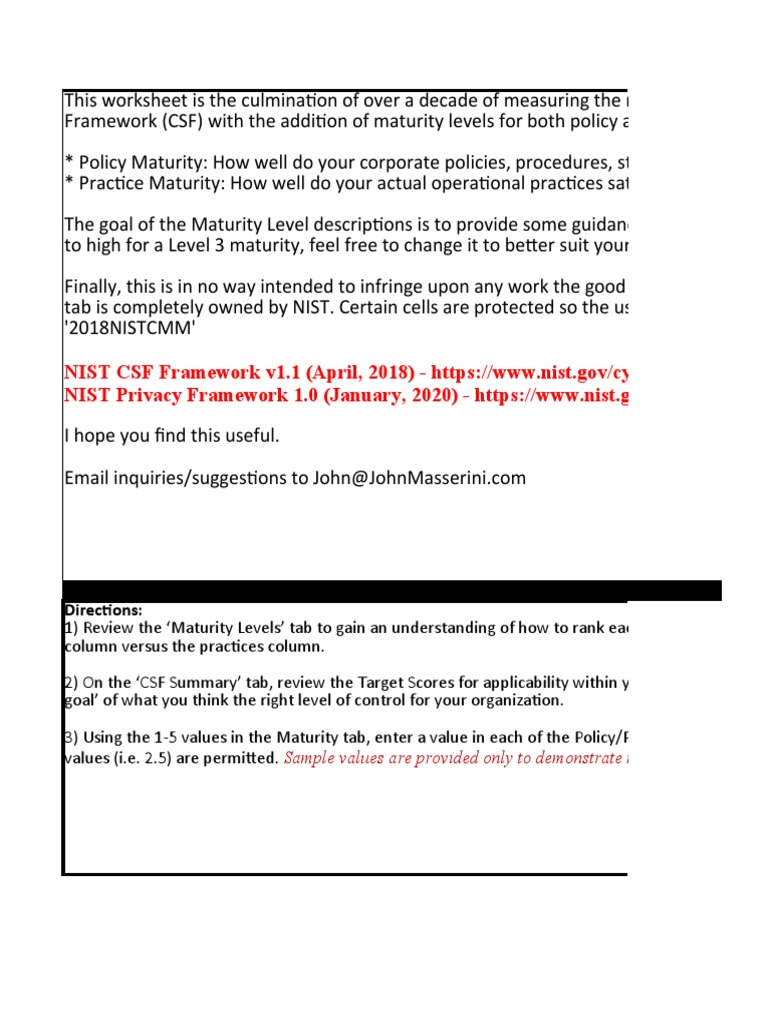 NIST CSF Maturity Tool v2.1 | PDF | Security | Computer Security