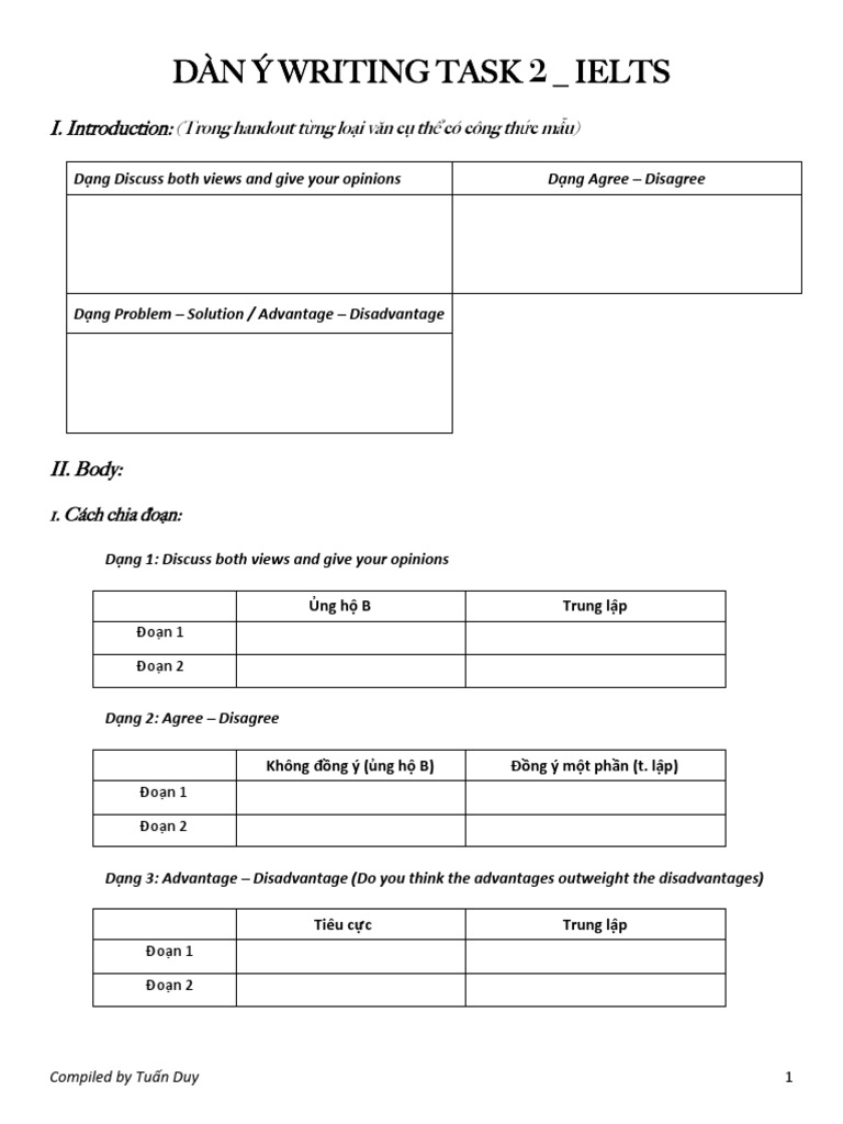 Dàn Ý Writing Task 2 | PDF