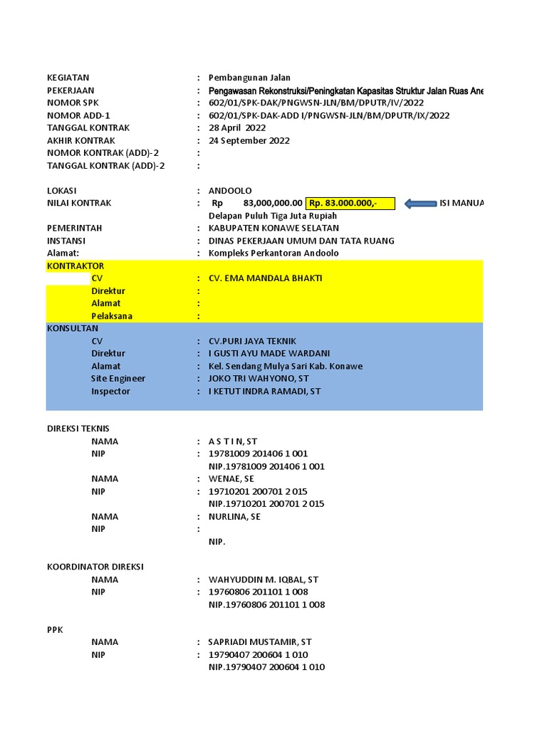 Justek Perpanjangan Waktu - Anese (Konsultan) | PDF