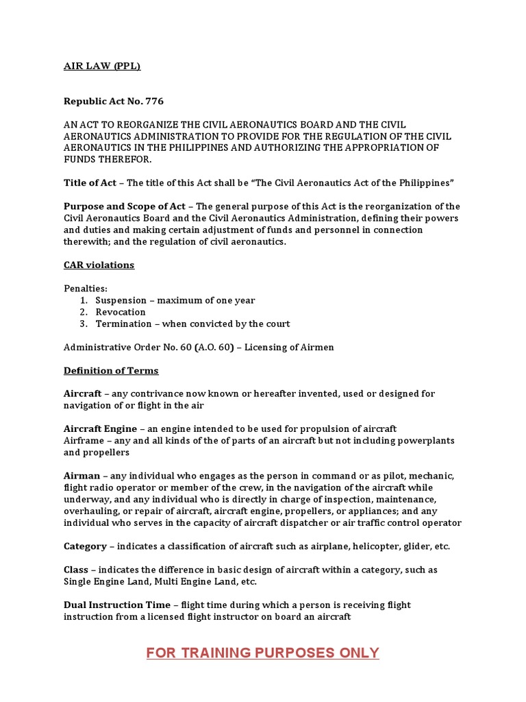 AIR LAW Reviewer | PDF | Flight Instructor | Instrument Flight Rules