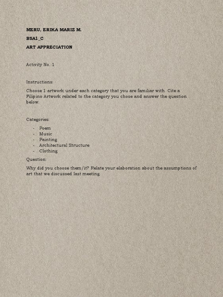 Activity 1 - Art Appreciation | PDF