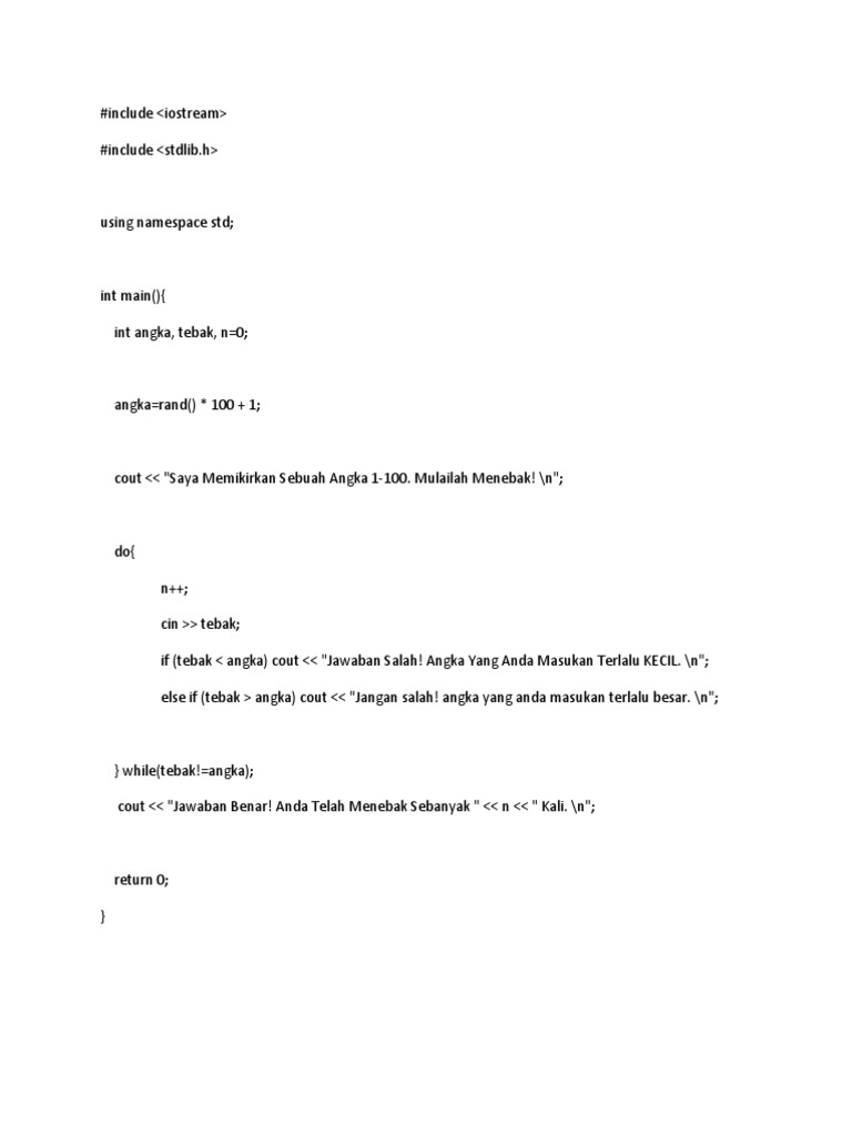 Coding Game Tebak Tebakan - CPP | PDF