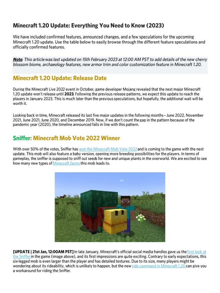 Minecraft 1.20, Release Date, New Mobs, Biomes, Features, and Other ...