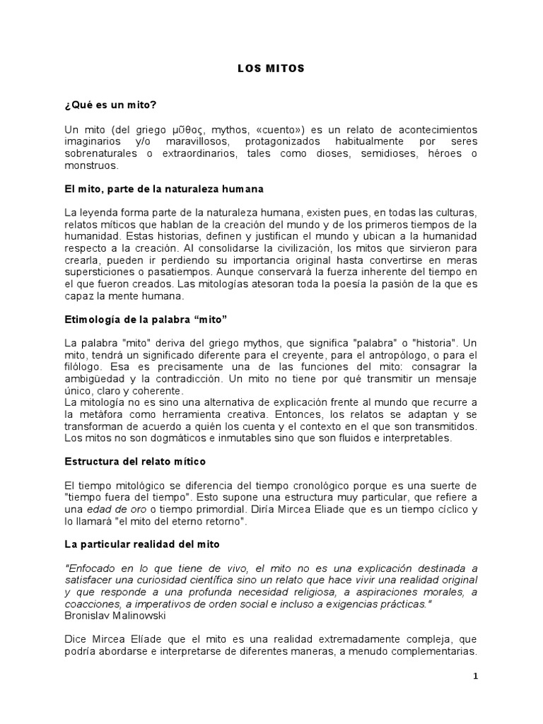 Los Mitos | PDF | Mitología