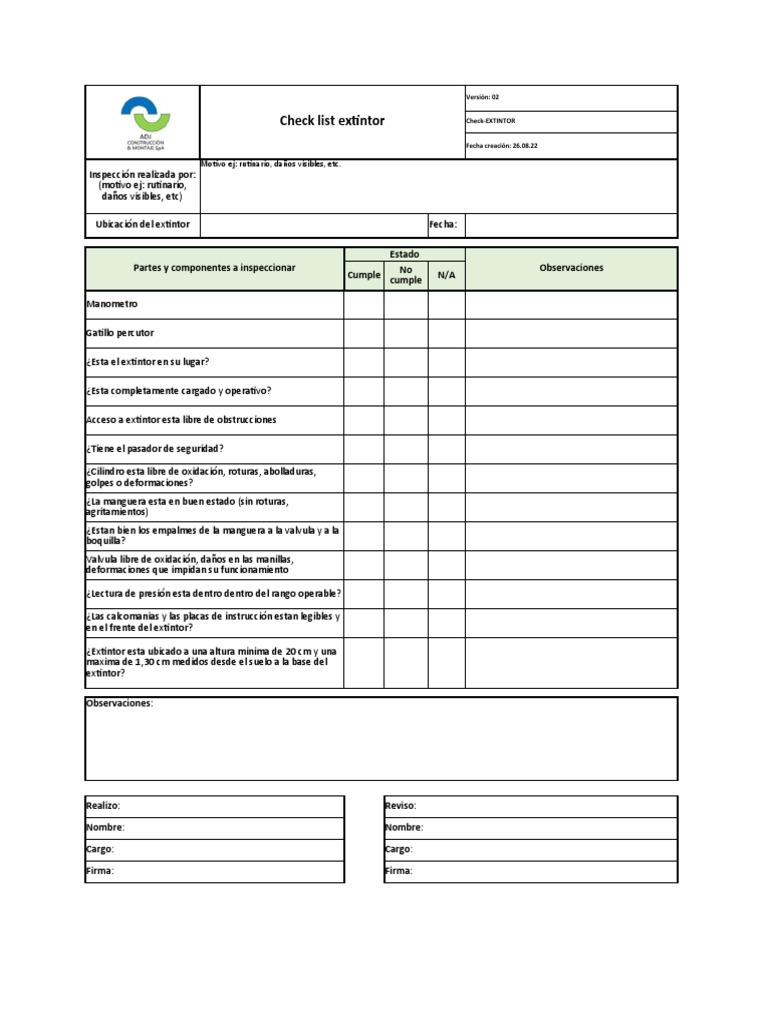 check list extintor | PDF