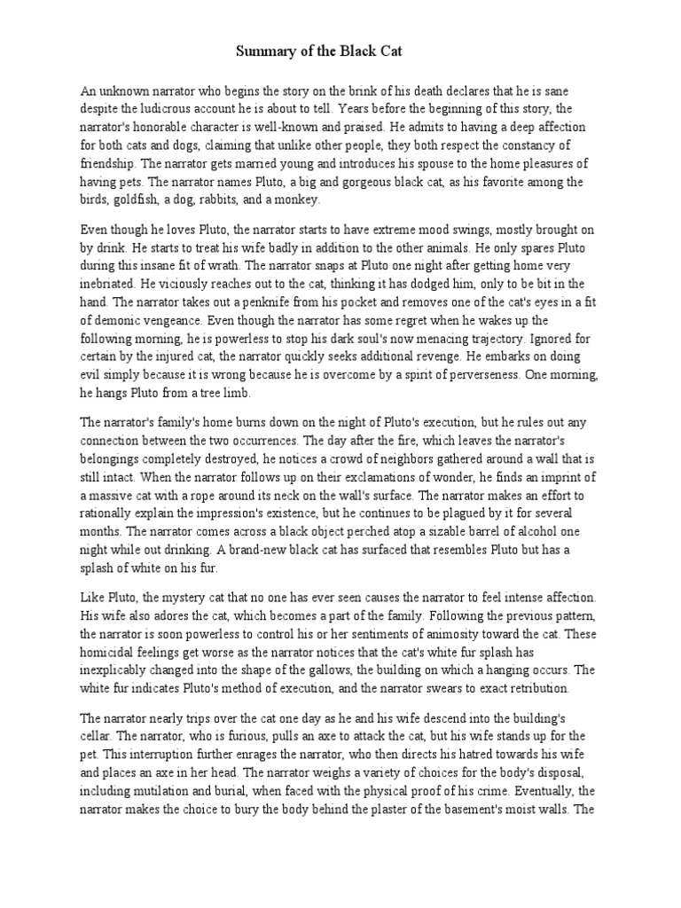 Summary of The Black Cat | PDF | Cats