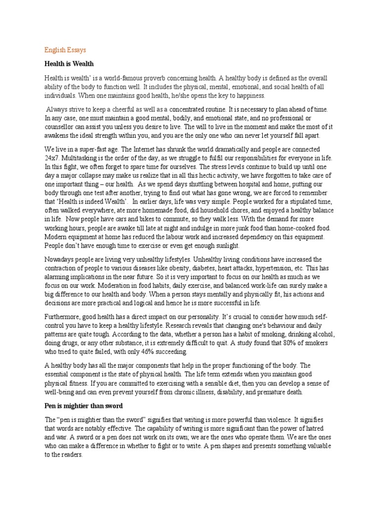 English Essays | PDF | Physical Fitness | Psychology