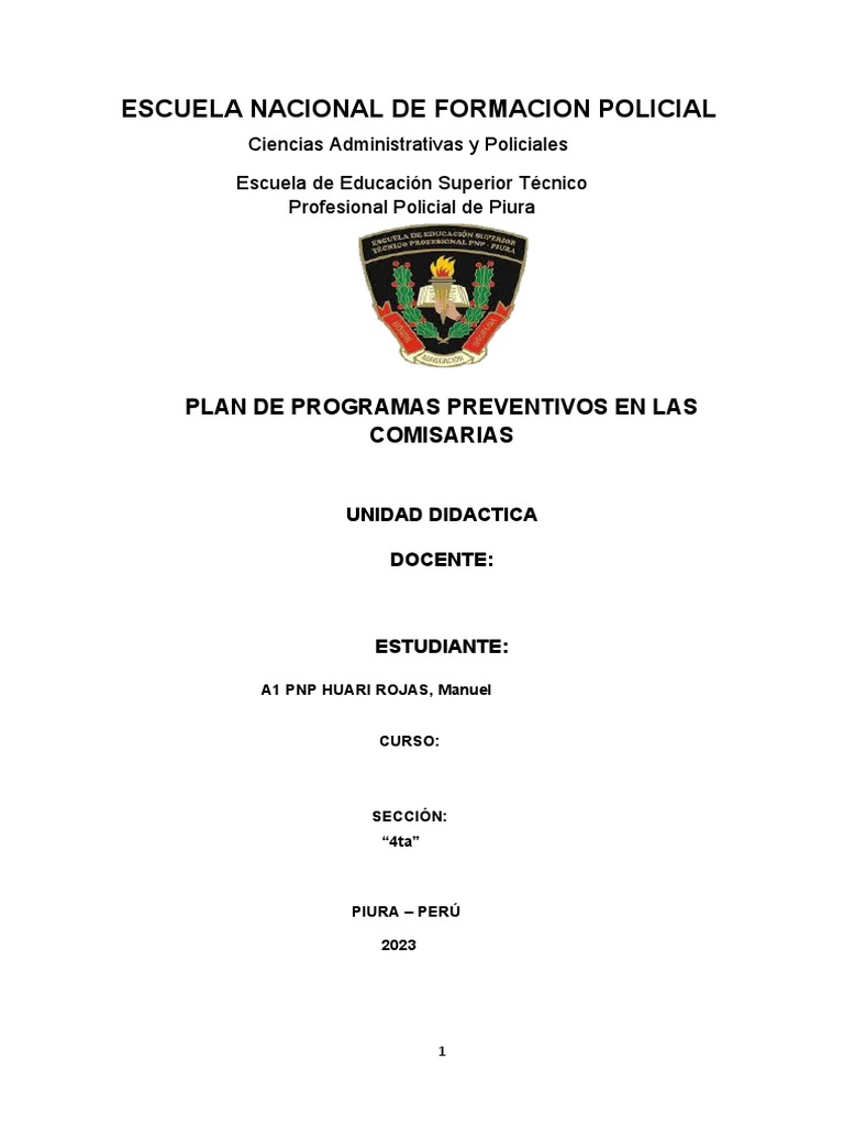Plan de Programas Preventivos | PDF | Policía | Valores