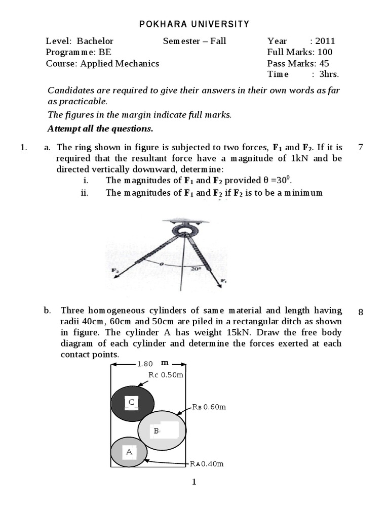 Applied Mechanics 2 | PDF | Force | Velocity