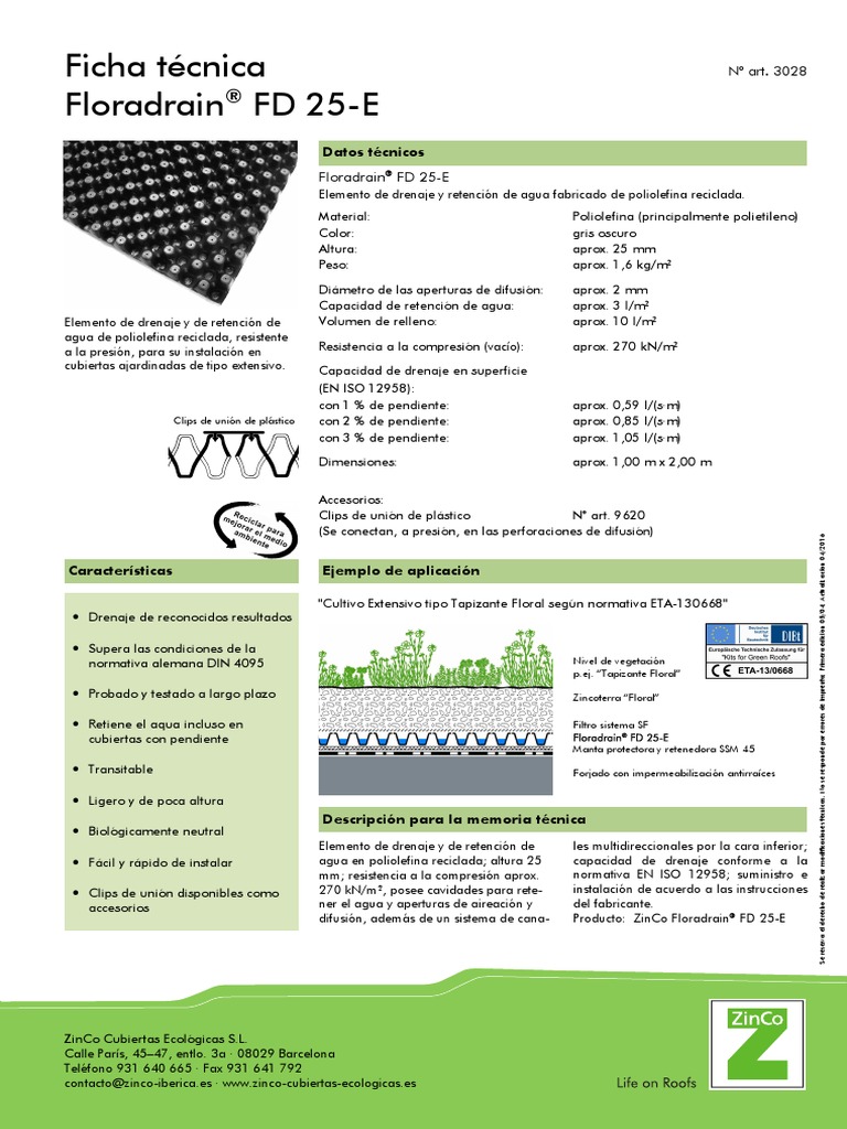 ZinCo - FT - Floradrain FD 25-E - Es | PDF | Sector secundario de la ...
