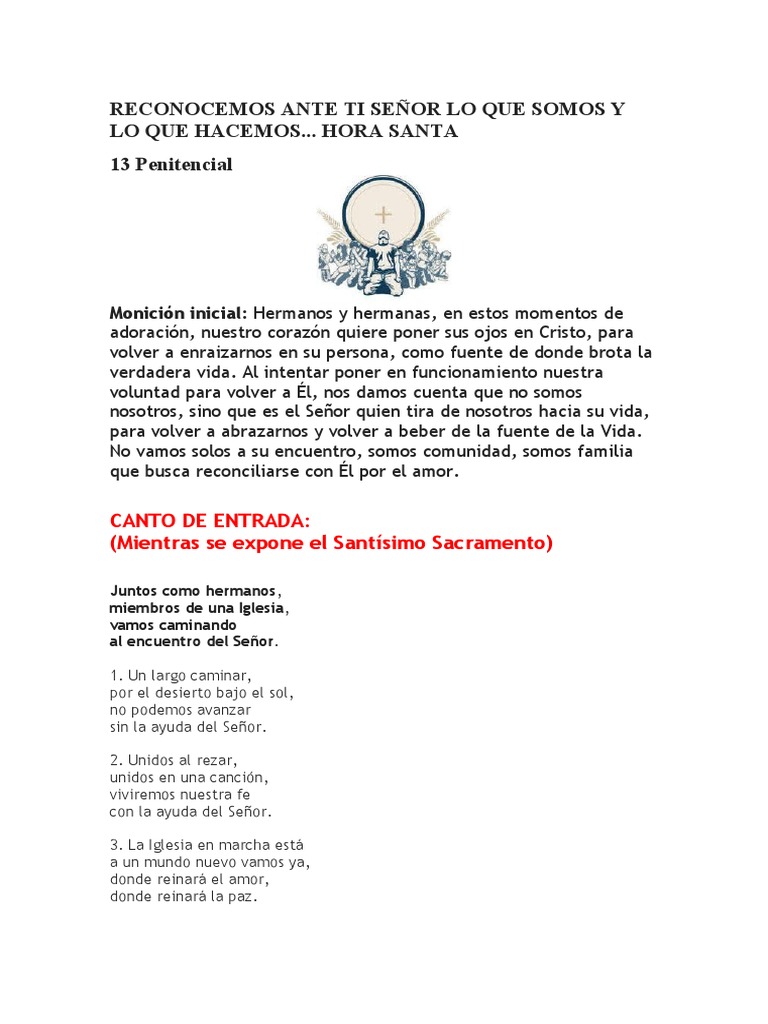 Hora Santa | PDF | eucaristía | María, madre de Jesús