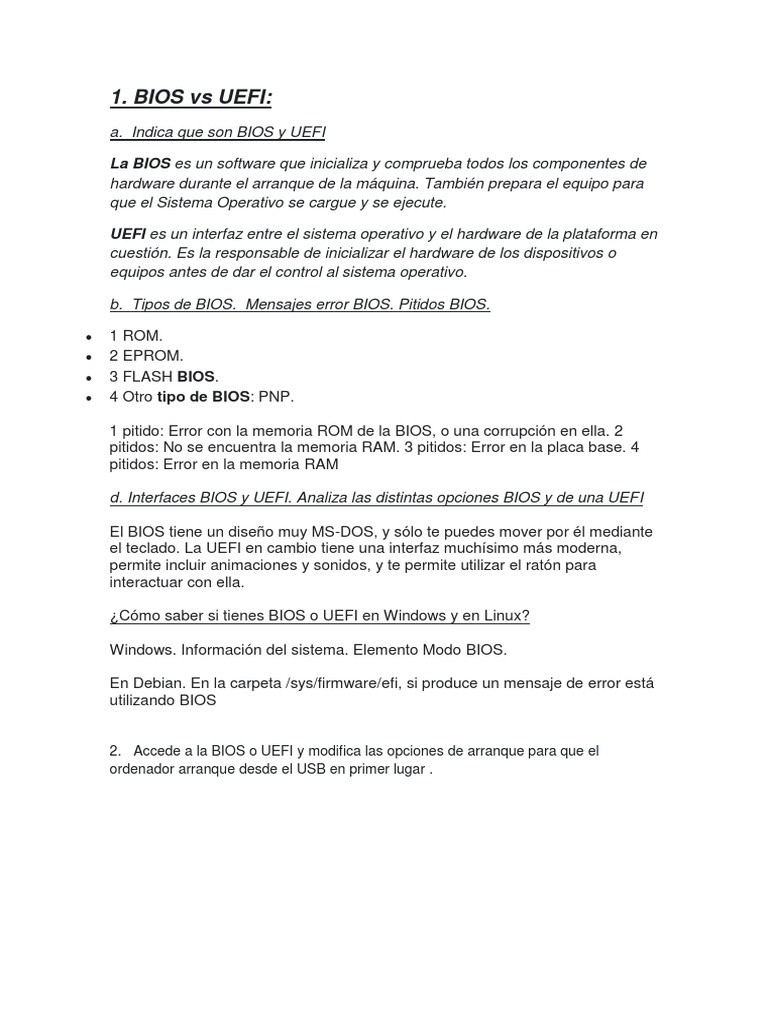 Bios Vs Eufi Actividades | PDF | Informática