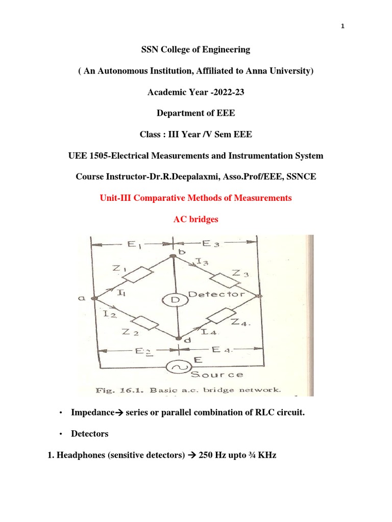 AC Bridges | PDF | Capacitor | Electrical Resistance And Conductance