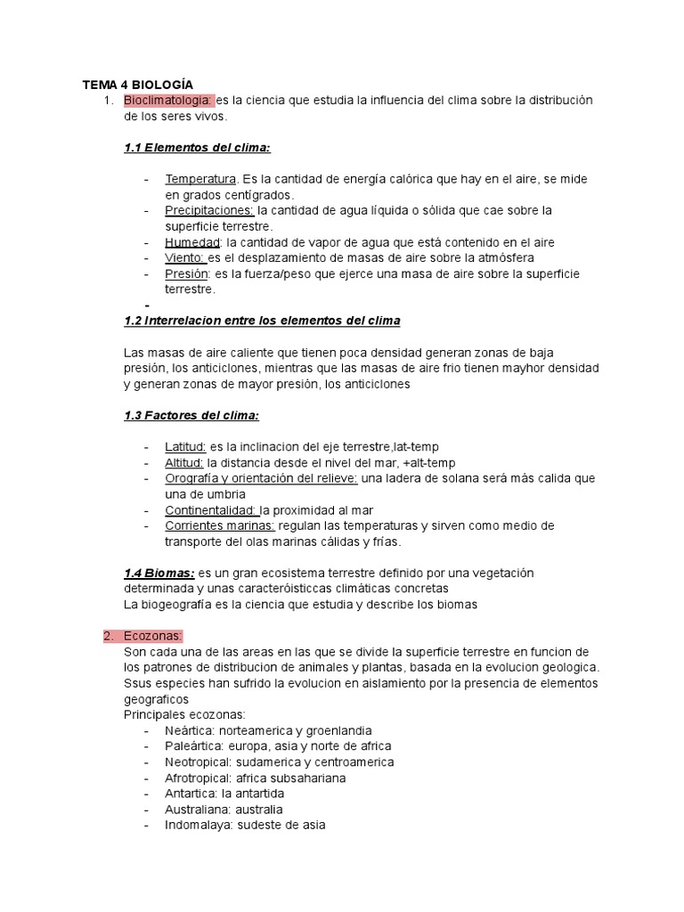 Biología Temas 4 y 5 | PDF | Clima | Las bacterias